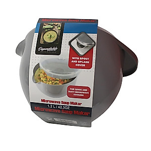 Dependable Industries inc. Essentials Microwave Soup and Stew Maker Microwave Bowl with Spout and Splash Cover Cook Meals In Minutes Rice Pasta Cereal Oats and More 1.2L