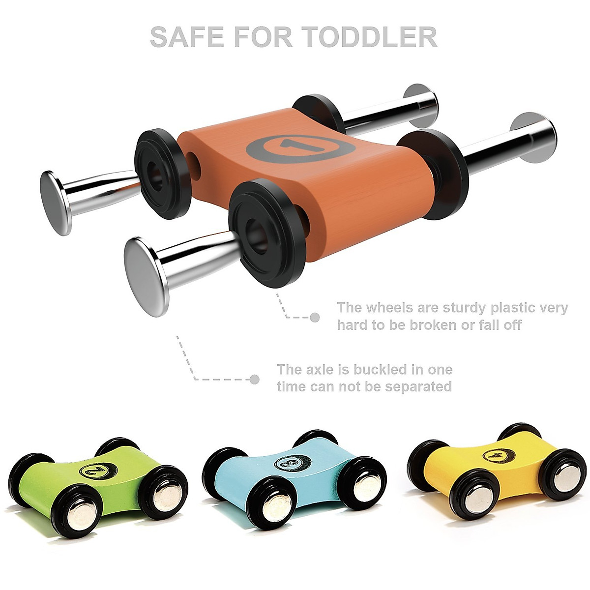 TOP BRIGHT Wooden Car Ramp Race Track Toy Toddler Car Playset Replacement Cars 12 Pack