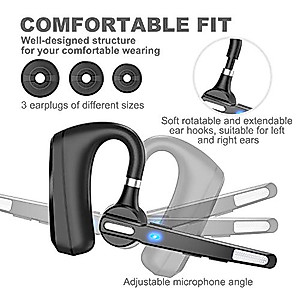 MQQC Bluetooth Headset V5.0, Wireless Bluetooth Earpiece 24Hrs HD Calling,CVC8.0 Dual Mic Noise Cancelling, Hands-Free Bluetooth Earphone for Driving/Business/Office