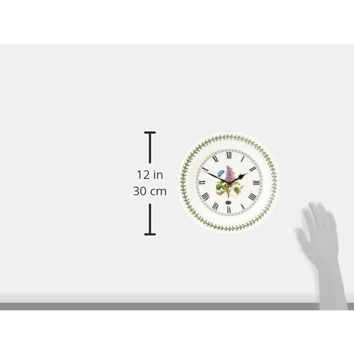 Portmeirion Botanic Garden 10.5" Wall Clock | Garden Lilac Motif | Fine Earthenware | Chip Resistant Glaze | Made in England | Ideal for Room & Kitchen Décor