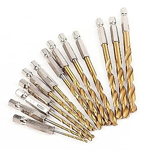 Utoolmart Hex Shank Drill Bit Set, 26pcs (13Pcs x 2Set) HSS Titanium Coated Impact Twist Drill Bits Set, 1/4" Hex Shank Screw Metric Tap Drill, for Wood, Steel, Metal, Plastic