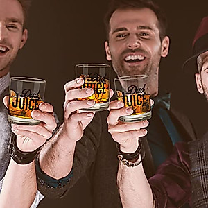 Dad Juice Funny Whiskey Glass Gift for Dad, Unique Gag Birthday, Fathers Day, Christmas, Gifts Idea for Men, New Dad from Son, Daughter, Kids, Wife, Old Fashioned Bourbon Rocks Glass for Dad, 11oz