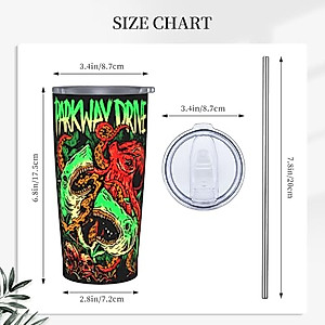 HIKTIEK Parkway Musics Drive Stainless Steel Insulated Car Sippy Cup With Lid Travel Mug for Cold Hot 20 oz