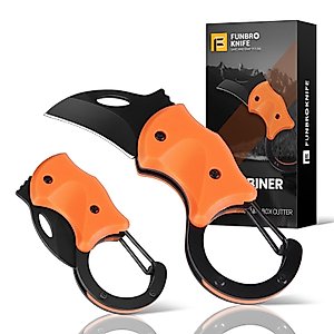 FUNBRO Small Pocket Knife for Men, Cool Folding Knife Box Cutter with 1.34inch Sharp Blade, Mini EDC Knives for Everyday Carry, Great Gift for Men (Orange)
