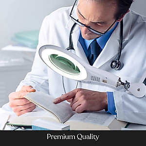 Brightech LightView PRO Magnifying Desk Lamp, 2.25x Light Magnifier, Adjustable Magnifying Glass with Light for Crafts, Reading, Close Work - White