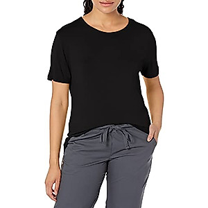 WonderWink Women's Silky Short Sleeve Tee, Black, Large