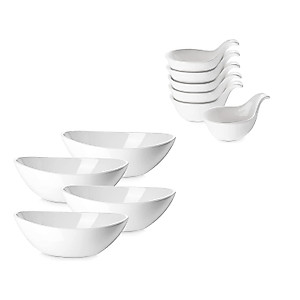 DOWAN Bundle 3 OZ Dipping Bowls with Handles and 36 OZ Salad Bowls