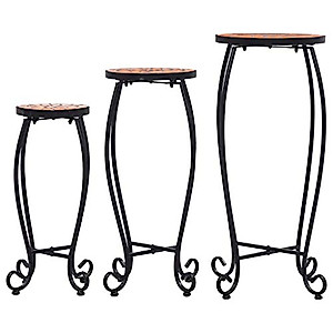 CUMYZO Mosaic Tables 3 pcs Terracotta Ceramic 11.1kg/24.42ib Plant Stands