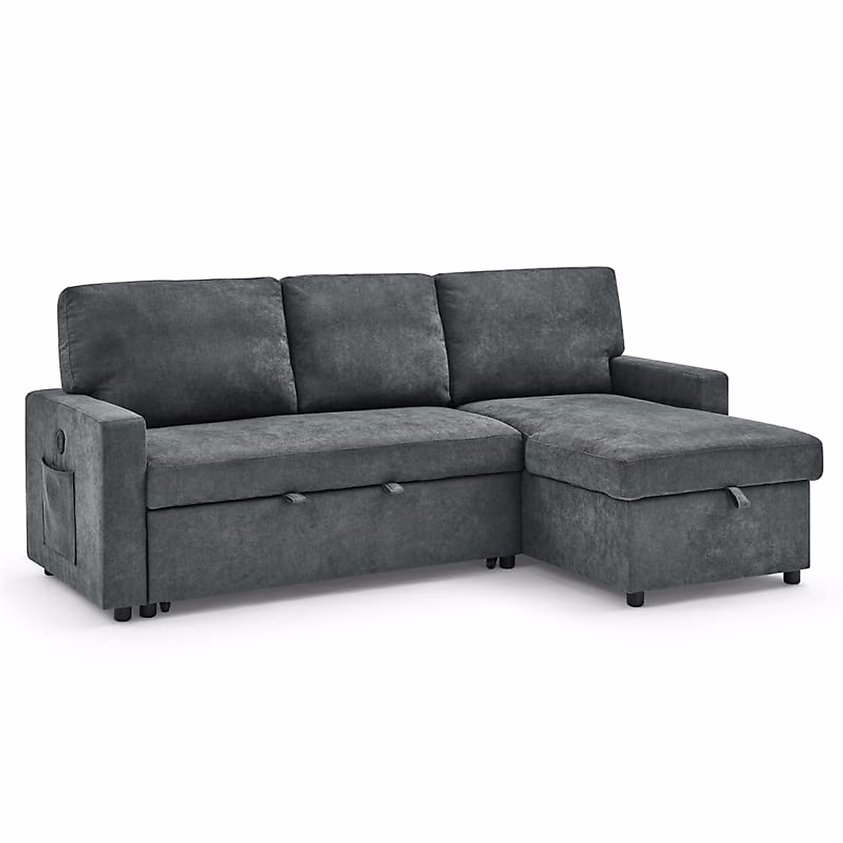 Kingway Furniture Fliner 2 Piece Upholstered Chaise sectional with USB in Gray