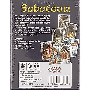 AMIGO Games Saboteur Strategy Card Game – The Adventurous Gold Mining Game Following Your Dwarves Through The Tunnels – Simple to Learn & Perfect for Family Game Night – Kids & Adults Ages 8+