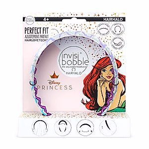 invisibobble HairHalo The Adjustable Headband – Disney Princess Ariel - Hairbands Made for Everyone - Individually Adapted to the Shape of the Head and Worn All Day with No Pain or Uncomfortable