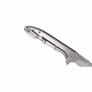 CRKT Up & At 'Em Folding Pocket Knife: Everyday Carry, Satin Blade, Frame Lock, Stainless Steel Handle, Deep Carry Pocket Clip 7076