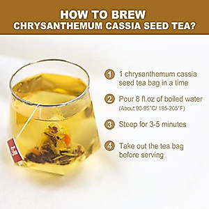 FullChea - Chrysanthemum Cassia Seed Tea, 30 Teabags, 5g/bag - Burdock Root, Goji Berries, Osmanthus, Honeysuckle Combination Herbal Tea - Liver Clearing & Vision Improving