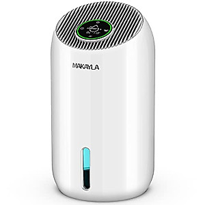 Dehumidifiers for Room, Makayla Portable Dehumidifier with LED Smart Screen/Auto Defrost/Auto-off/2 Working Modes/7 Colors Light, 56OZ(600 sq.ft) Dehumidifiers for Home, Basement, Bathroom, Closet, RV, White