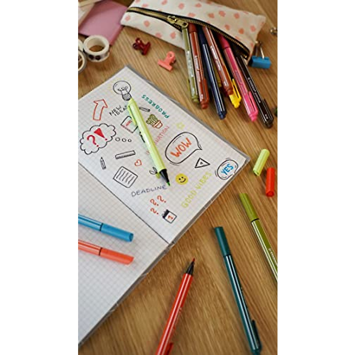 STABILO Nylon Tip Writing Pen pointMax - Wallet of 15 - Assorted Colors