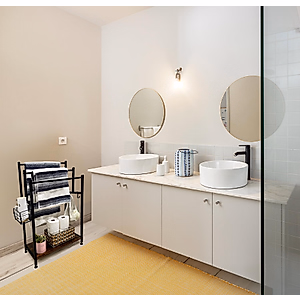 DolceNest 37.5" Blanket Rack Stand for Living Room - Quilt Racks Free Standing for Seasonal Decoration with Storage Basket & 3 Tier Towel Bar for Large Bathroom.