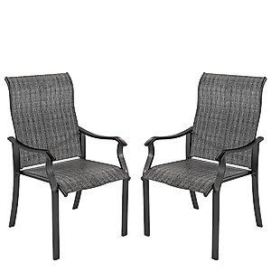 UDPATIO Patio Chairs Set of 2, Outdoor Dining Chairs High Back with All Weather Breathable Textilene, Metal Frame for Lawn Garden Backyard Deck, Dark Grey