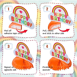 9 Pieces Rainbow Honeycomb Rainbow Party Decorations Cloud Sun Heart Balloon Decor Rainbow Centerpieces for Tables Rainbow Honeycomb Paper Centerpiece for Birthday Baby Shower