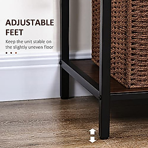 HOMCOM Industrial Wine Rack with 11-Bottles Holder, Free Standing Wine Shelf with Glass Holders for Home Bar, Kitchen, Dark Brown