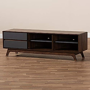 Baxton Studio TV Stands, Grey/Walnut