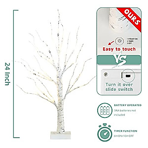 EAMBRITE Home Decorations Light Up Tree Indoor,Set of 4, Battery Operated Tabletop Birch/Bonsai Tree Led Lights Money Tree Wedding Party (2FT / Warm White)