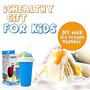 Slushie Maker Cup Squeeze Slushy - Magic Quick Frozen Smoothies Cups-Double Layer Silica frappes Cup -Summer Cooler Homemade Milk Shake Ice Cream Maker machine for Teens Adult and Family