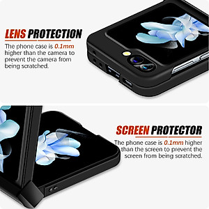 Design for Samsung Galaxy Z Flip 5 5G Case, Ultra Slim Lightweight Galaxy Z Flip 5 Flip Case PC Material Hard Hinge Protection Cover for Samsung Z Flip 5 Phone Case Support Wireless Charging (Black)