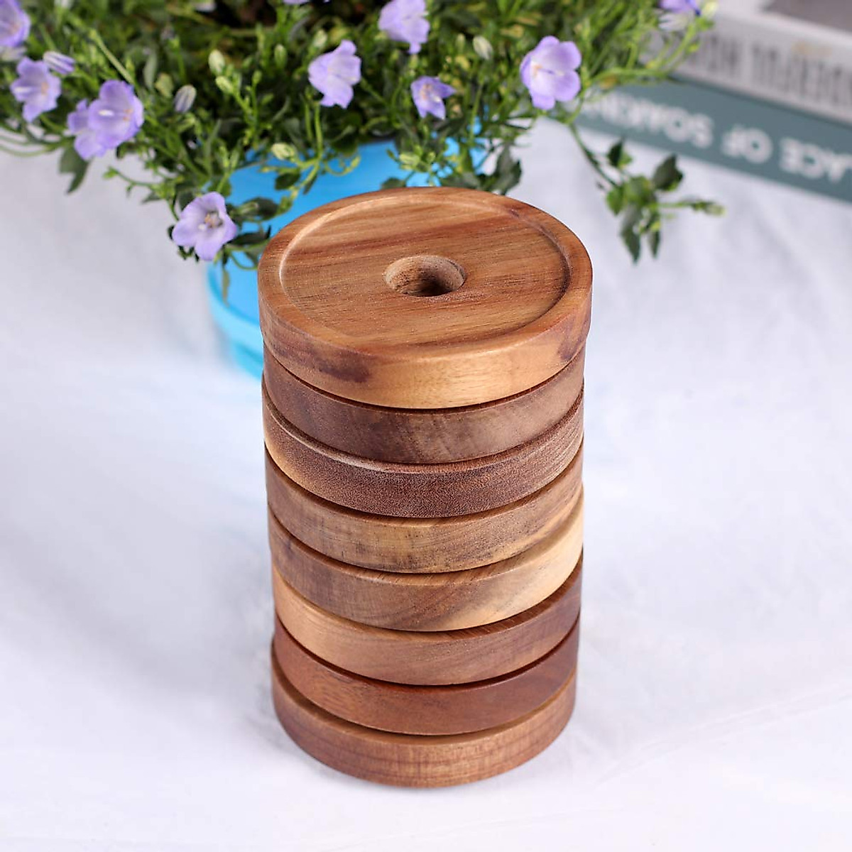 SAIOOL Stackable Kitchen Canisters Set of 8,High Borosilicate Glass Cylinder Airtight Food Storage,Durable and sort out the tea, flour, candies, grain easily and clearly