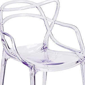 EMMA + OLIVER Transparent Fluid Style Stacking Side Chair