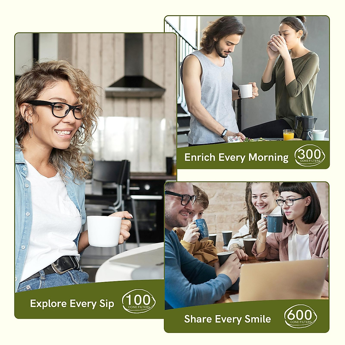 FriCARE Coffee Filters #4 for 8-12 Cup Ninja Coffee Maker CE251 CM401 - Unbleached Disposable Coffee Filter - No-break Confidence - Premium Cone Coffee Filter Replacement - White, 100 Ct