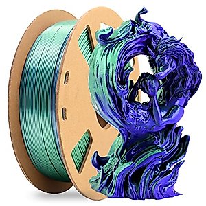 SIKENHO 3D Printer Filament, PLA Filament Dark Green and Blue Silk PLA Dual Color Co-Extrusion PLA Filament 1.75mm 1kg Spool (2.2lbs), Dimensional Accuracy +/- 0.02mm, Fit Most FDM Printer & 3D Pen