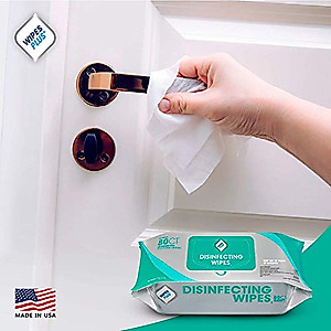 WipesPlus Disinfecting Wipes (240 Total Wipes) - 3 Packs of 80 Industrial Strength Sanitizing Wipes - 80 Disinfectant Wipes per Pack - Made in the USA