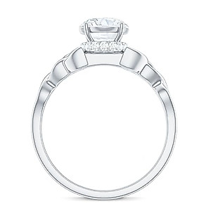 Rosec Jewels Certified Moissanite 7X9mm Oval Shape Engagement Ring, D-Vs1 Quality, Moissanite Diamond Knot Ring - Ready To Gift, 14K White Gold, Size:US 8.50