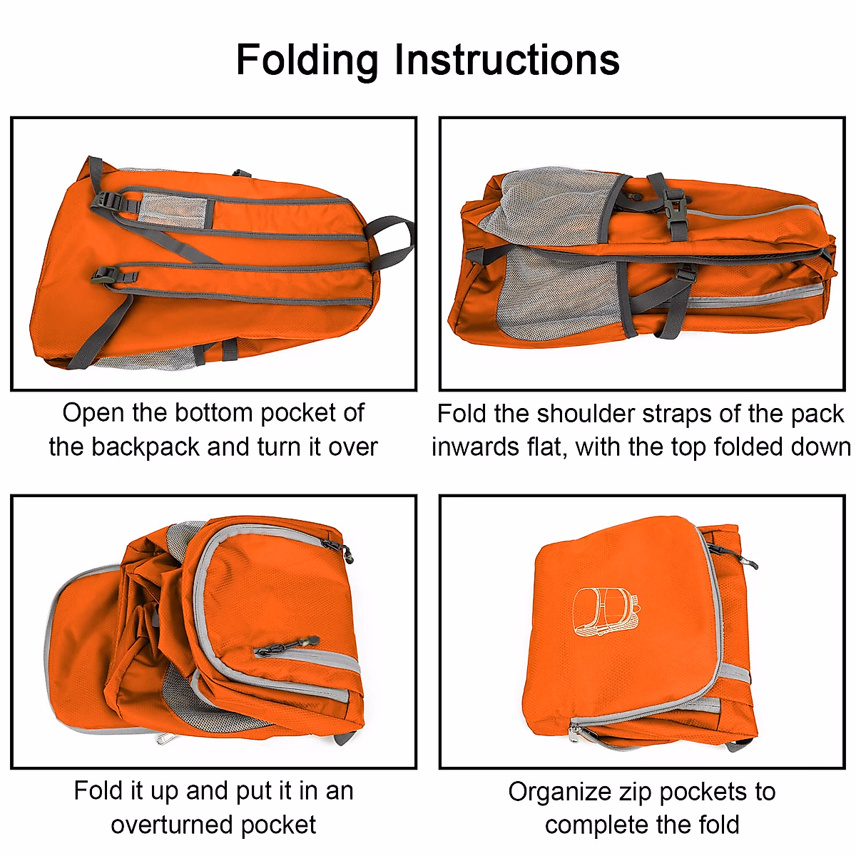 Packable Lightweight Hiking Backpack,Oliomp-35L Waterproof Foldable Travel Backpack Suitable for men and women camping outdoor hiking and cycling.(Orange)