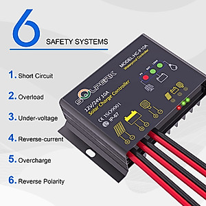 SOLPERK 50W 24V Solar Panel, Solar Battery Trickle Charger Maintainer with 10A Charge Controller for Trailer Tractor Truck Boat Marine Motorcycle RV Car Gate Opener