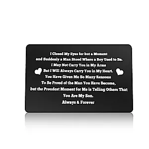 Son Metal Wallet Insert Card Son Gift from Mom to My Son Inspirational Card Son Birthday Gift Encouragement Gift Engraved Wallet Card Inserts Thanksgiving Day Christmas Wedding Gift Mom to Son Gift