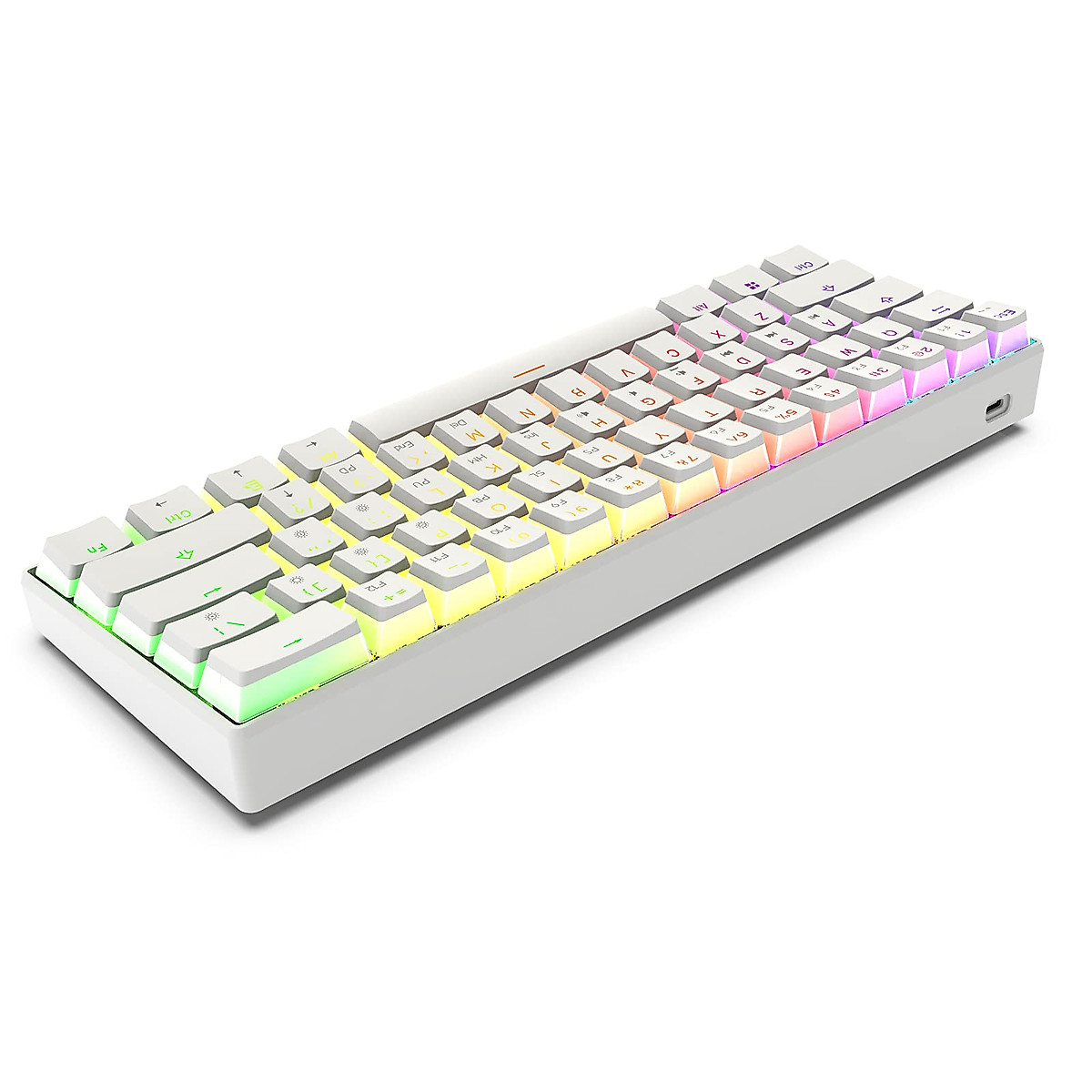 GK GAMAKAY MK61 RGB Pudding Keyboard, 61 Keys Gateron Optical Switch PBT Pudding Keycaps, Hot Swappable Backlit Ultra-Compact Wired Gaming Keyboard for Windows Mac PC Gamers (Brown Switch, White)
