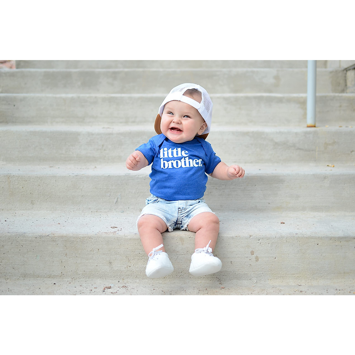 Olive Loves Apple Little Brother Bodysuit for Baby Boys Sibling Outfits Granite Heather Bodysuit Newborn