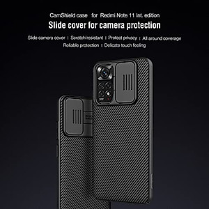 XiaoMi RedMi Note 11 (4G) Case with Camera Cover,Slim Fit Thin Polycarbonate Protective Shockproof Cover with Slide Camera Cover, Upgraded Case for XiaoMi RedMi Note 11 (4G) (Black)