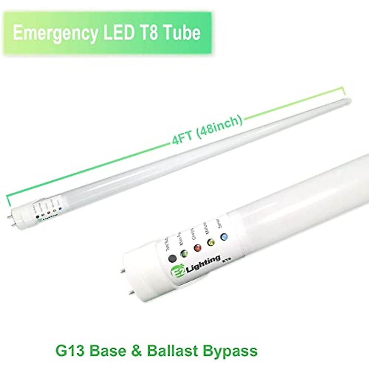 E2 LIGHTING Emergency T8 Tube, ETL and DLC 4 ft EBBU Tube (4000K)