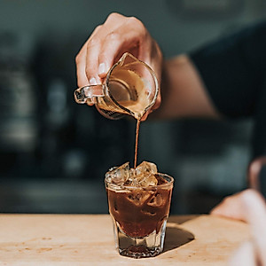 Beautyflier 3 Ounce Espresso Shot Glass Triple Pitcher Barista Double Spouts, Espresso Wine Glass Parts Clear Glass(Wide)