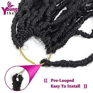 Youngther 24 Inch New Faux Locs Crochet Hair 6Pscks 84 stands Extensible New Goddess Soft Locs Crochet Hair Pre Looped Synthetic Crochet Braiding Hair for Black Women(24inch,6packs,1B)