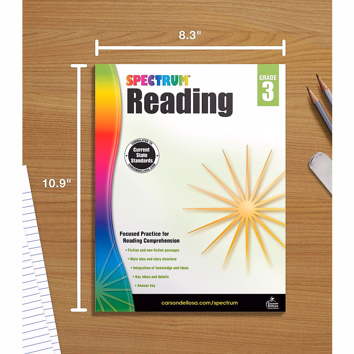 Spectrum Reading Comprehension Grade 3 Workbook, Ages 8 to 9, Third Grade Reading Comprehension Workbook, Fiction and Nonfiction Passages, Identifying Story Structure and Main Ideas - 160 Pages