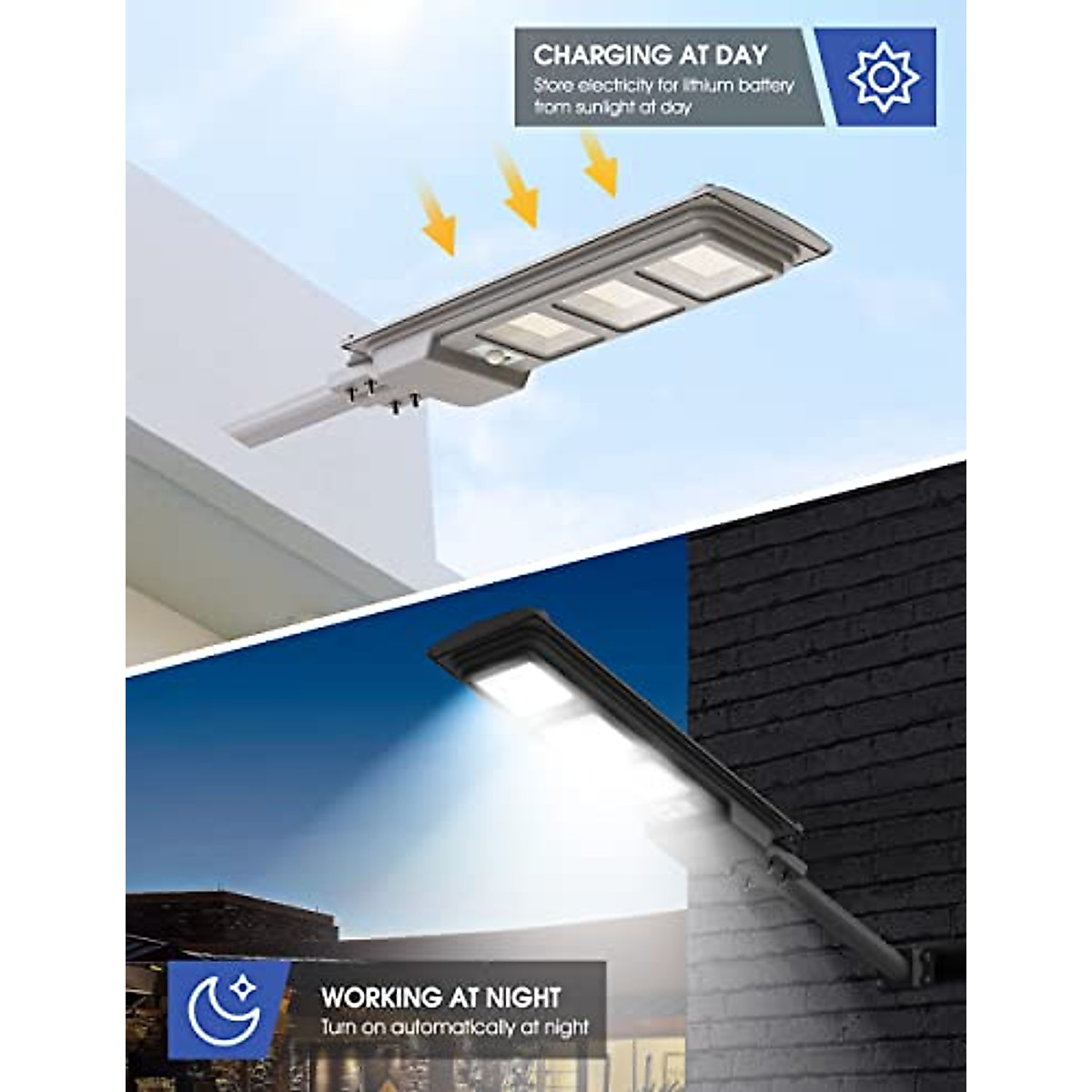 500W Solar Street Lights Outdoor, 20000 Lumens LED Solar Parking Lot Lights Outdoor Dusk to Dawn Sensor with Remote Control, 6000K Super Bright Commercial Lighting for Playground, Barn, Farm, 2 Pack