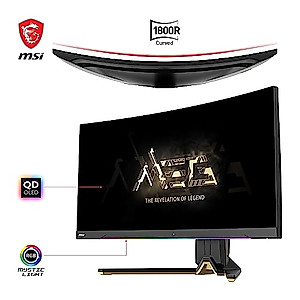 MSI MEG 342C QD OLED, 34" Curved Gaming Monitor, 3440 x 1440 (UWQHD), OLED, 0.1ms, 175Hz, FreeSync Premium, HDR 400, HDMI, DP Port, USB Type C, Tilt, Height
