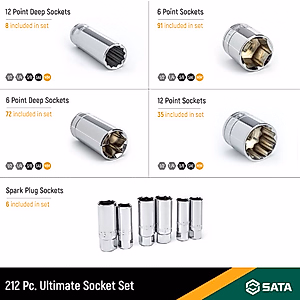 SATA 212-Piece Ultimate Socket Set 1/4-Inch, 3/8-Inch, 1/2-Inch Drive - ST09511U