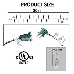 Uptotop Christmas 100 Count String Light, 20FT Plug in Waterproof String Light Decorations for St. Patrick's Day Party Carnival Supplies, Outdoor Yard Garden Decor (Green)