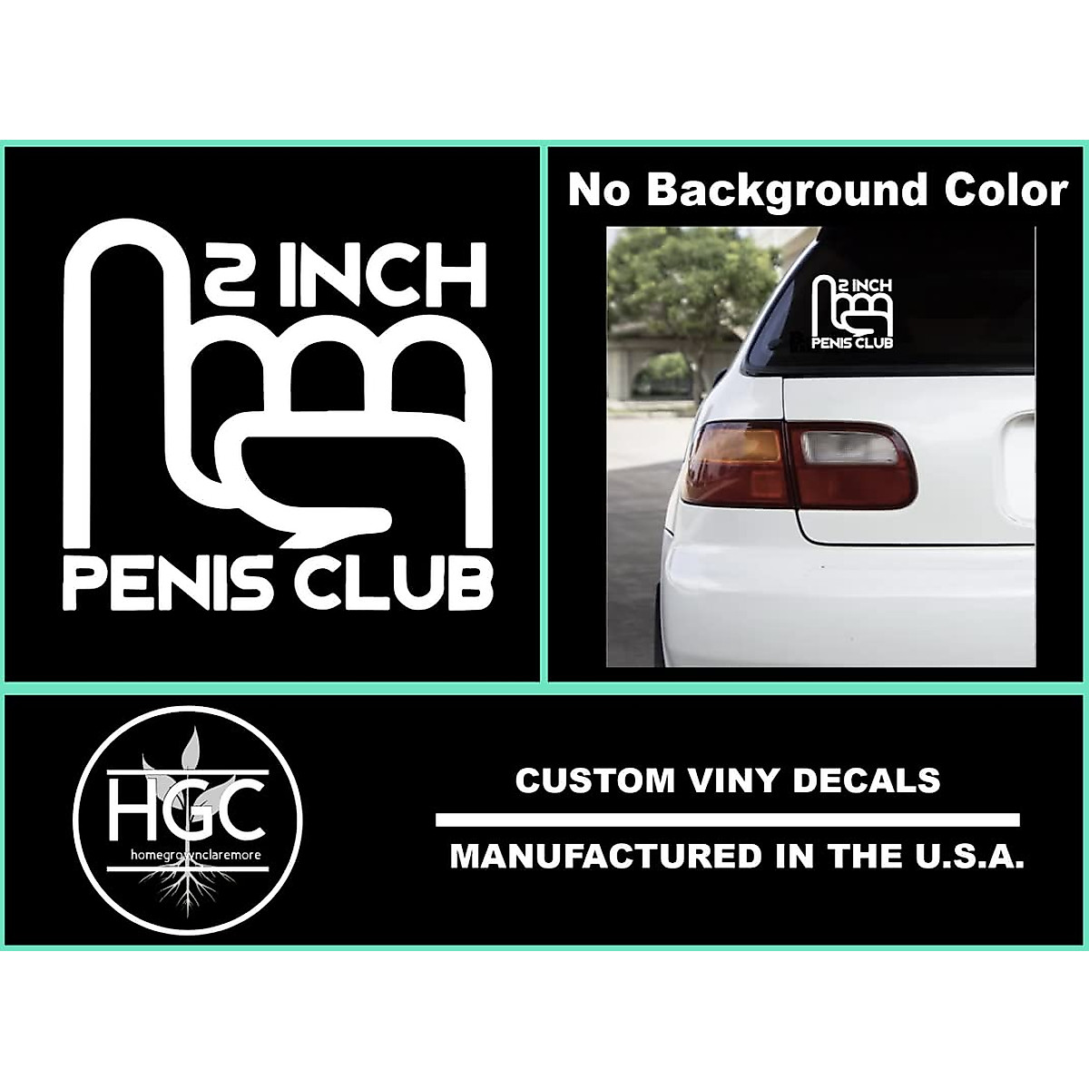 2 Pack - 2 Inch Penis Club - Funny | Decal Vinyl Sticker Graphics for Car Truck SUV Van Wall Window Laptop | 5.5" Width by 5" Height HGC3323.07 White