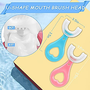 ANOOVV U Shaped Kids Toothbrushes Soft Silicone Brush Head Whole Mouth Toothbrush with Handle 360 ° Oral Teeth Cleaning Design for Toddler Age 2-6, 4 Pack