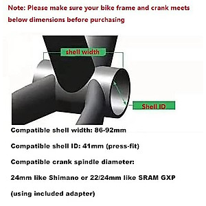 COONIUM BB86 / BB92 Threaded-Together Ceramic Bearing Press-fit BB Bottom Bracket Compatible with 24mm Shimano or 22/24mm SRAM GXP Crank Spindle